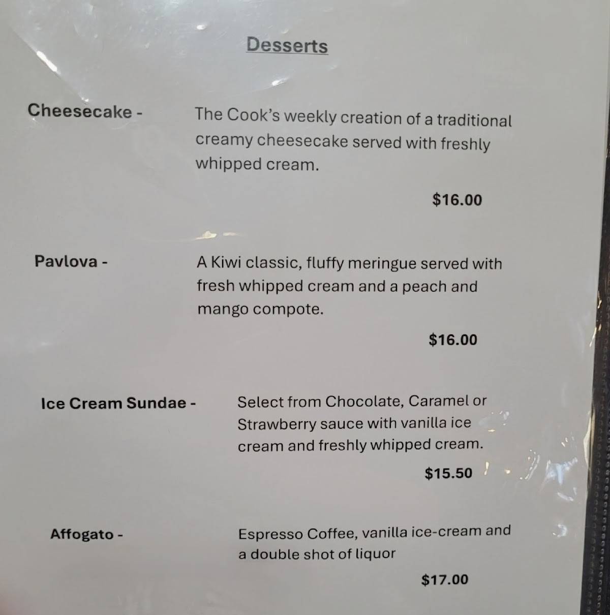 Menu at The Quarry Restaurant, Westport