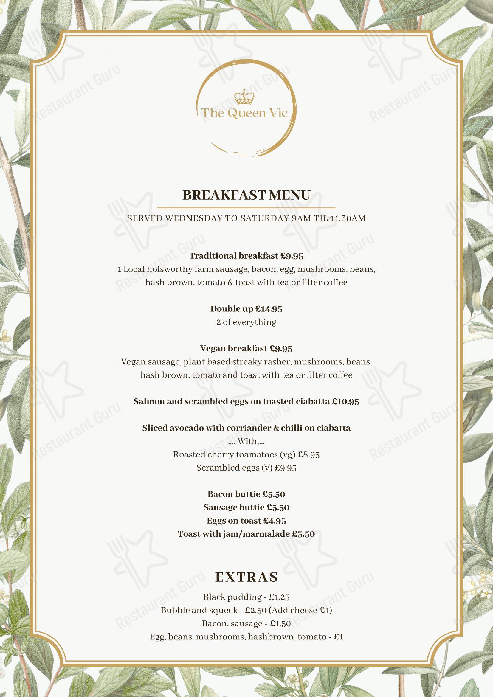Menu at The Queen Vic pub & bar, Exmouth