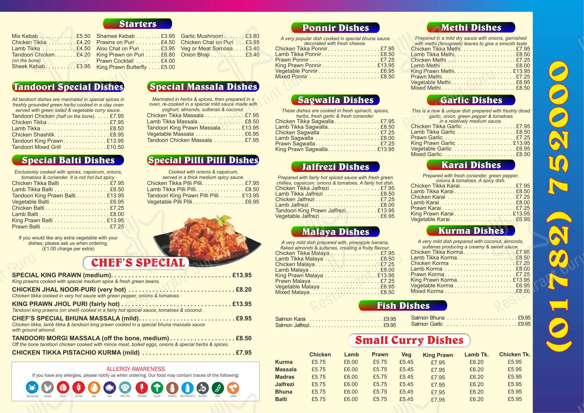 Menu at The Raj Takeaway Madeley fast food, England