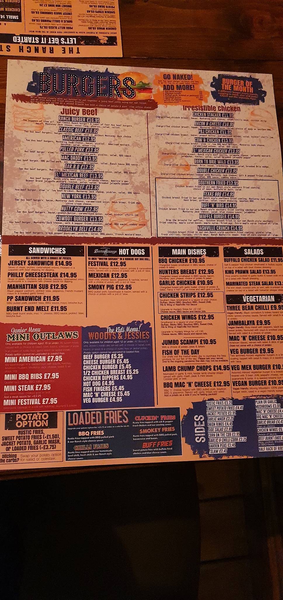 Menu at The Ranch Steakhouse & Grill, Louth