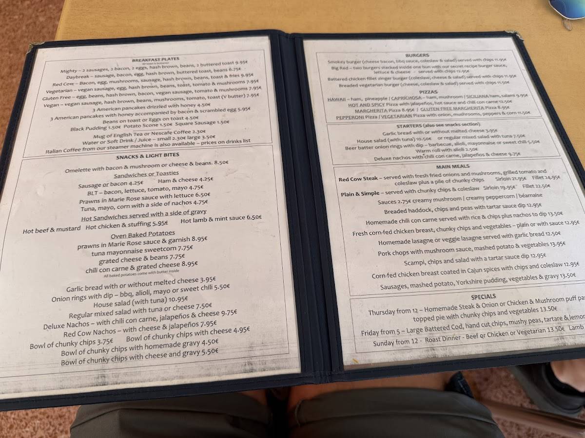 Menu at The Red Cow & Shenanigans - Restaurant, Sport Lounge & Fun Pub ...