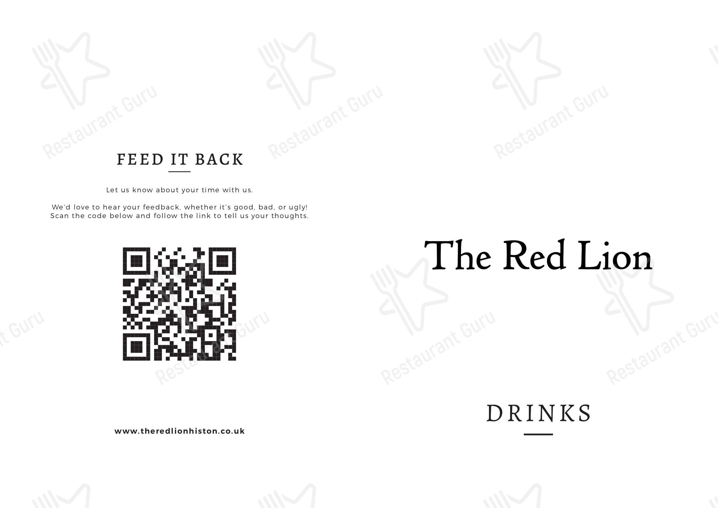 Menu at Red Lion (Hotel) pub & bar, Cambridge, 27 High St