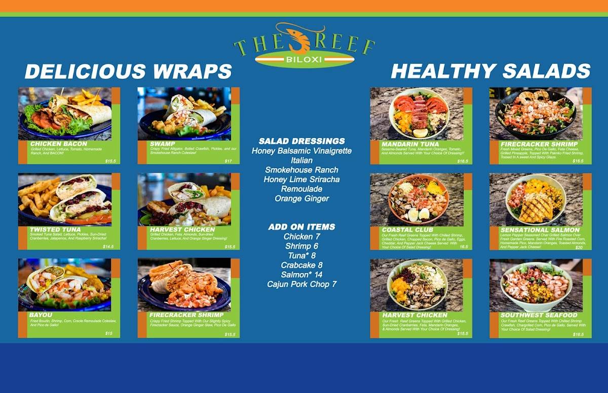Menu at The Reef restaurant, Biloxi