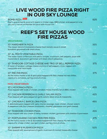 Menu at The Reef Cafe & Skylounge, Chandigarh