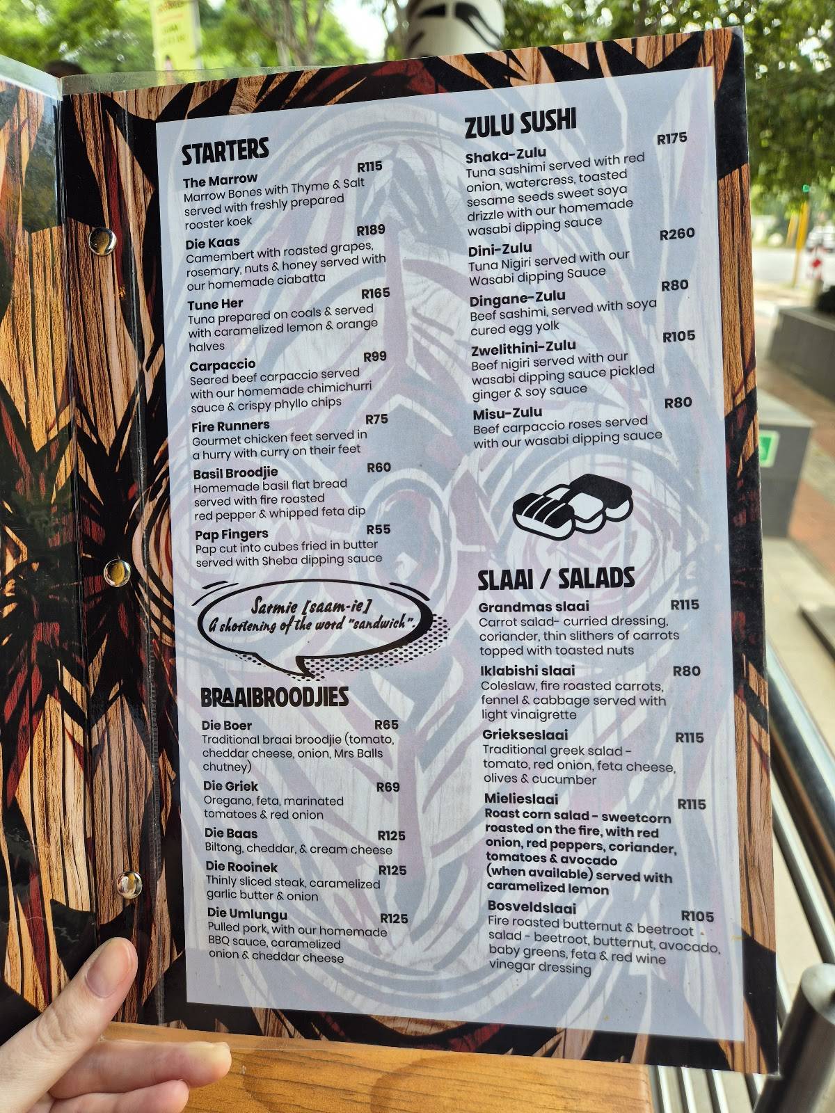 Menu at The Republic ZA, Pretoria