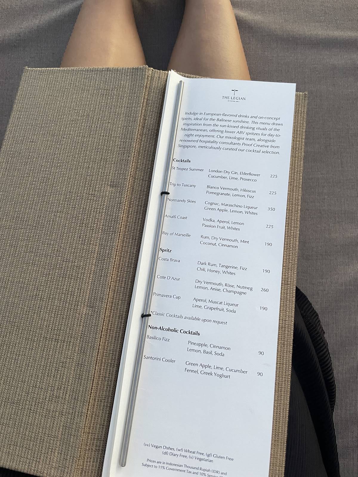 Menu at The Restaurant at The Legian Seminyak, Mengwi, Jl. Kayu Aya