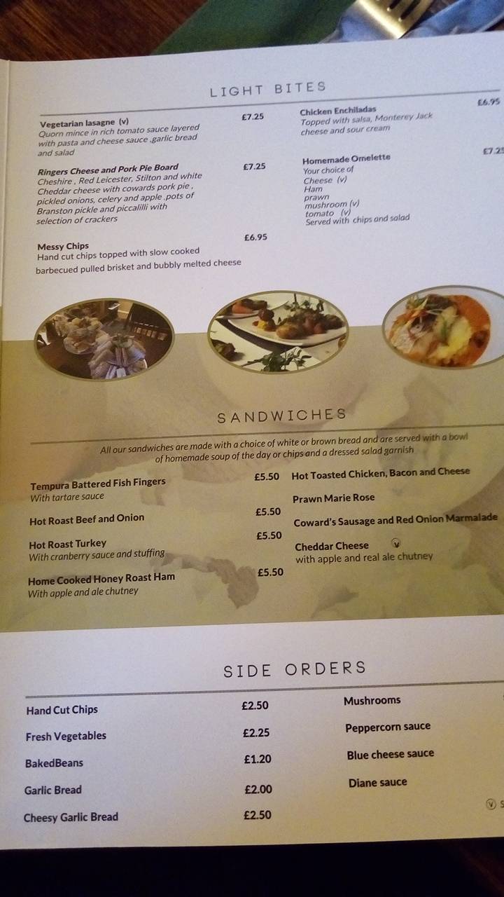 Menu at The Ring O' Bells pub & bar, Frodsham, 2 Bellemonte Rd