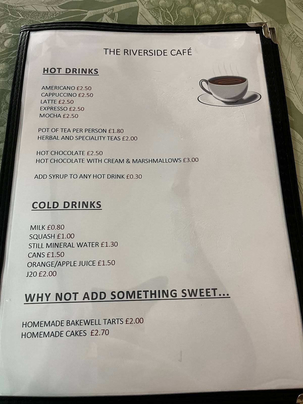 Menu at The Riverside Cafe, Wimborne Minster