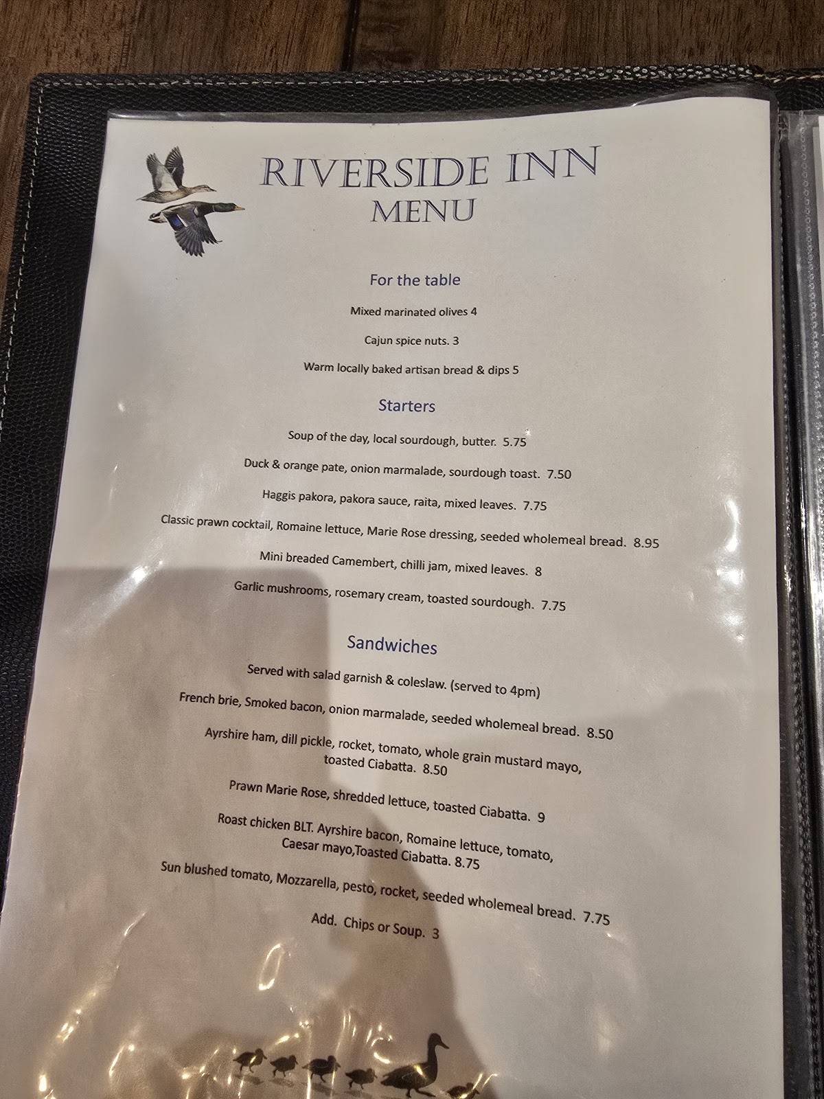 Menu at The Riverside Inn pub & bar, Callander