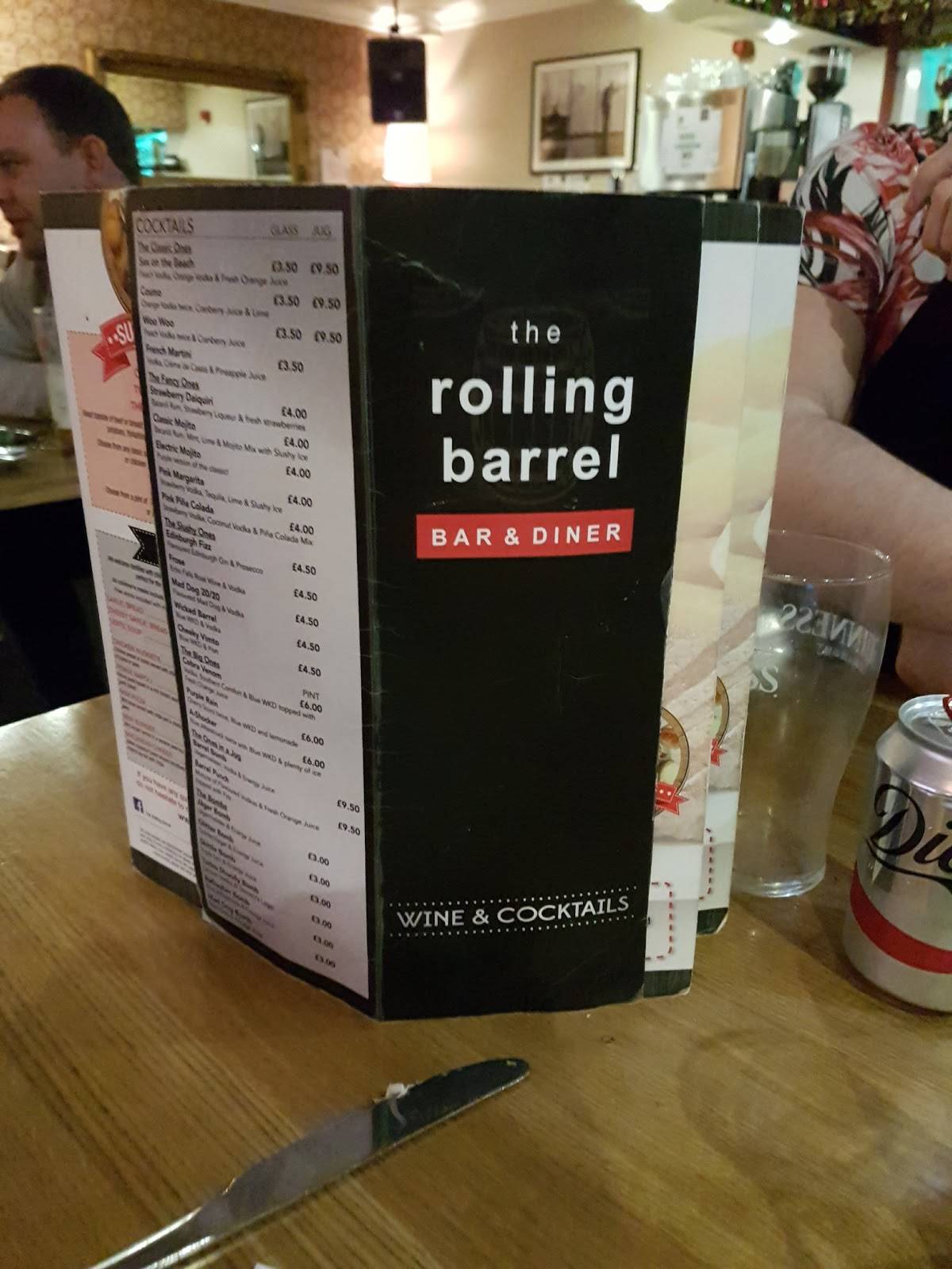 Menu at The Rolling Barrel, Glasgow
