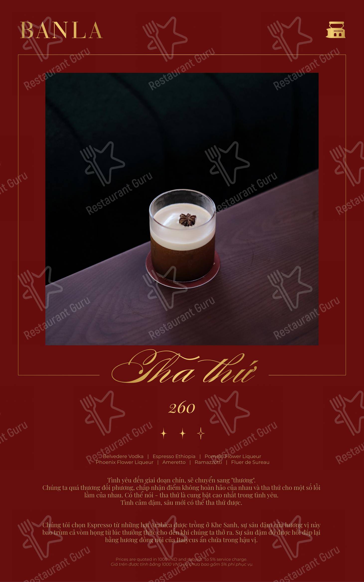 Menu at The Roof by Banla Dalat pub & bar, Dalat