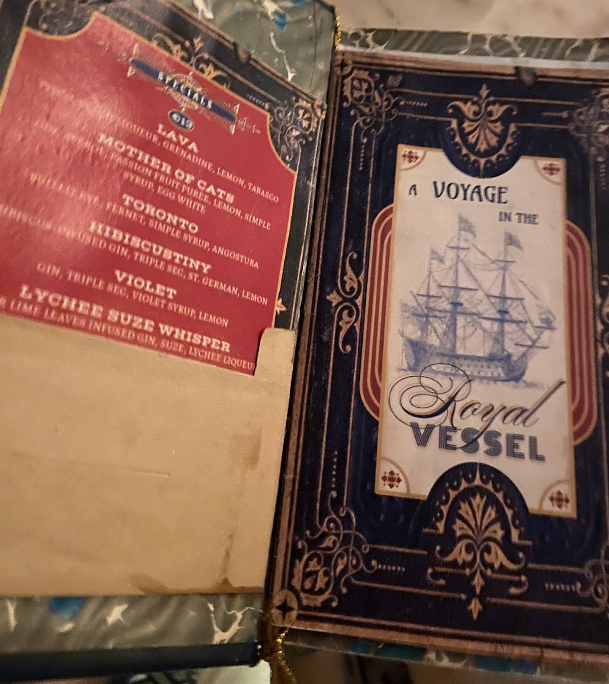 Menu em The Royal Vessel bar, Lisboa