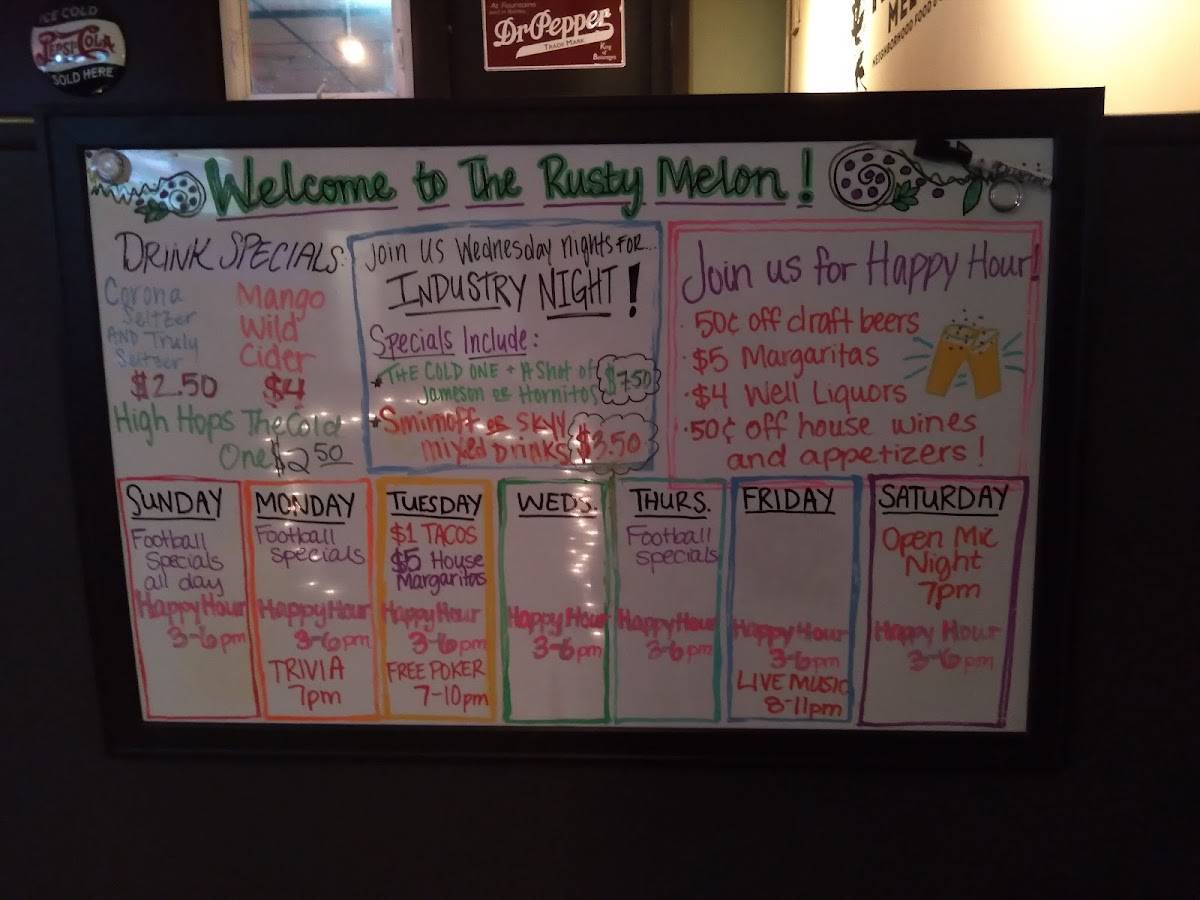 Menu at The Rusty Melon pub & bar, Boulder