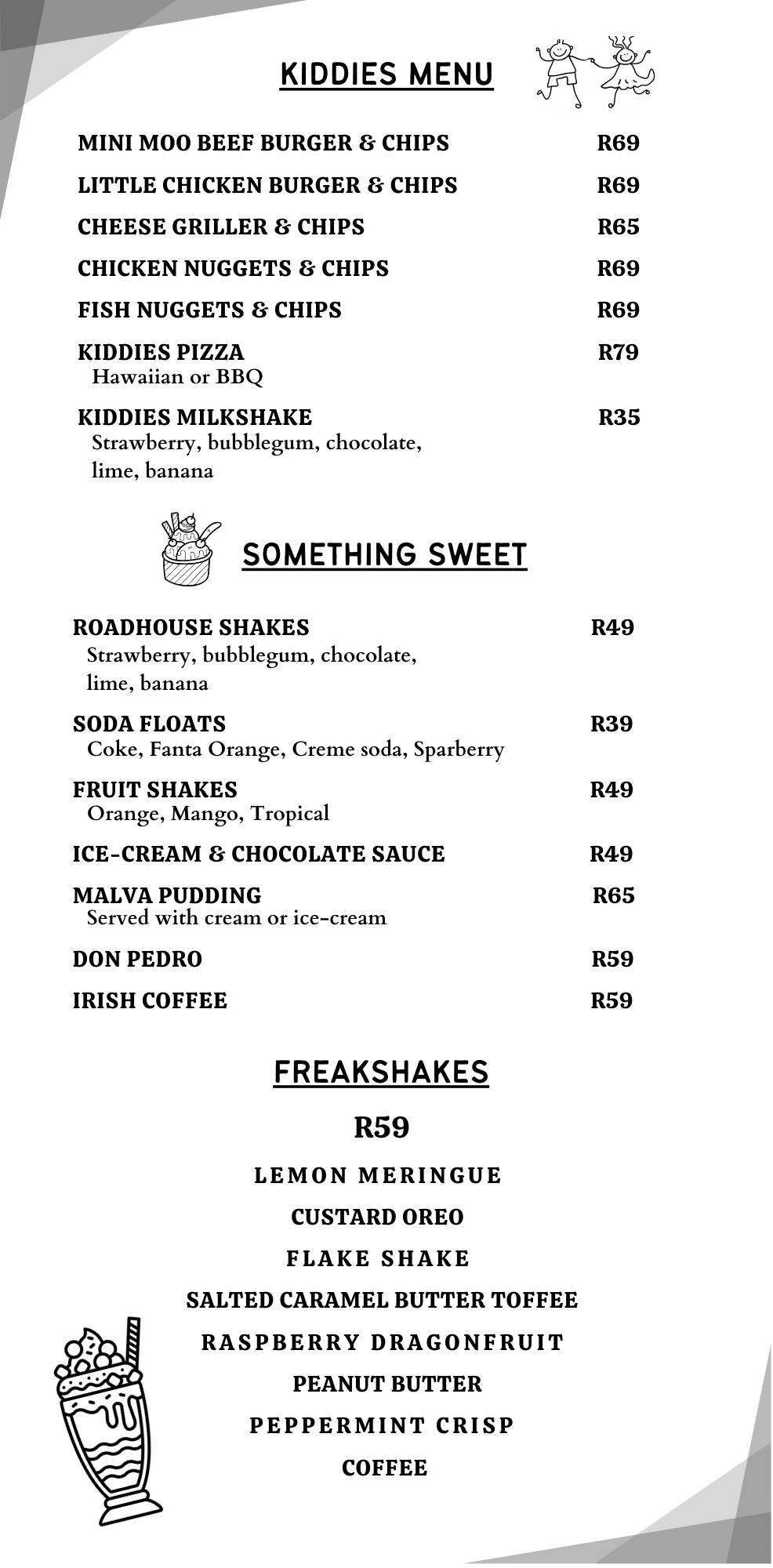 Menu at The Sandstone Restaurant, Saldanha