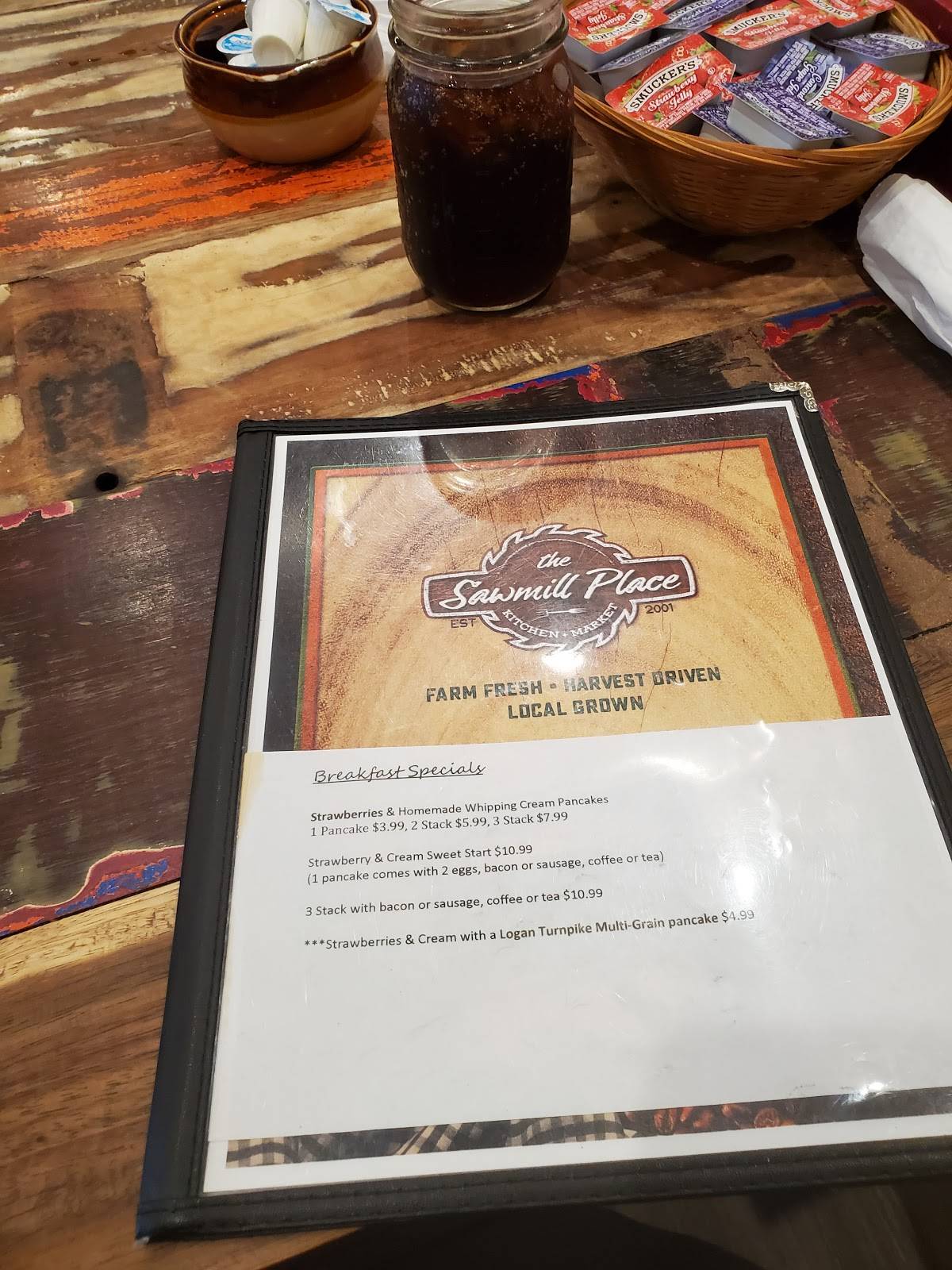 Menu at The Sawmill Place restaurant, Blairsville