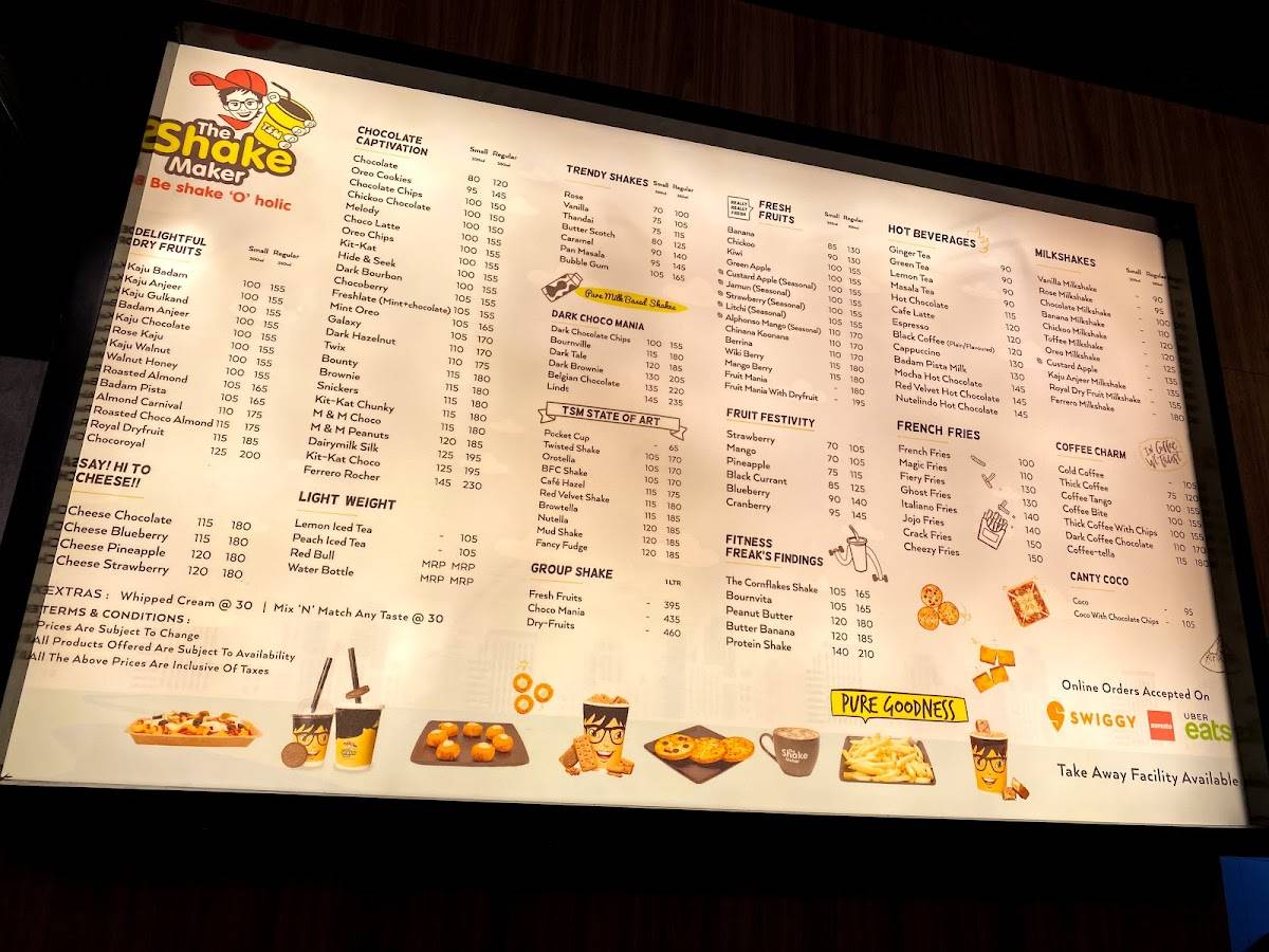 Menu at The Shake Maker, Anand