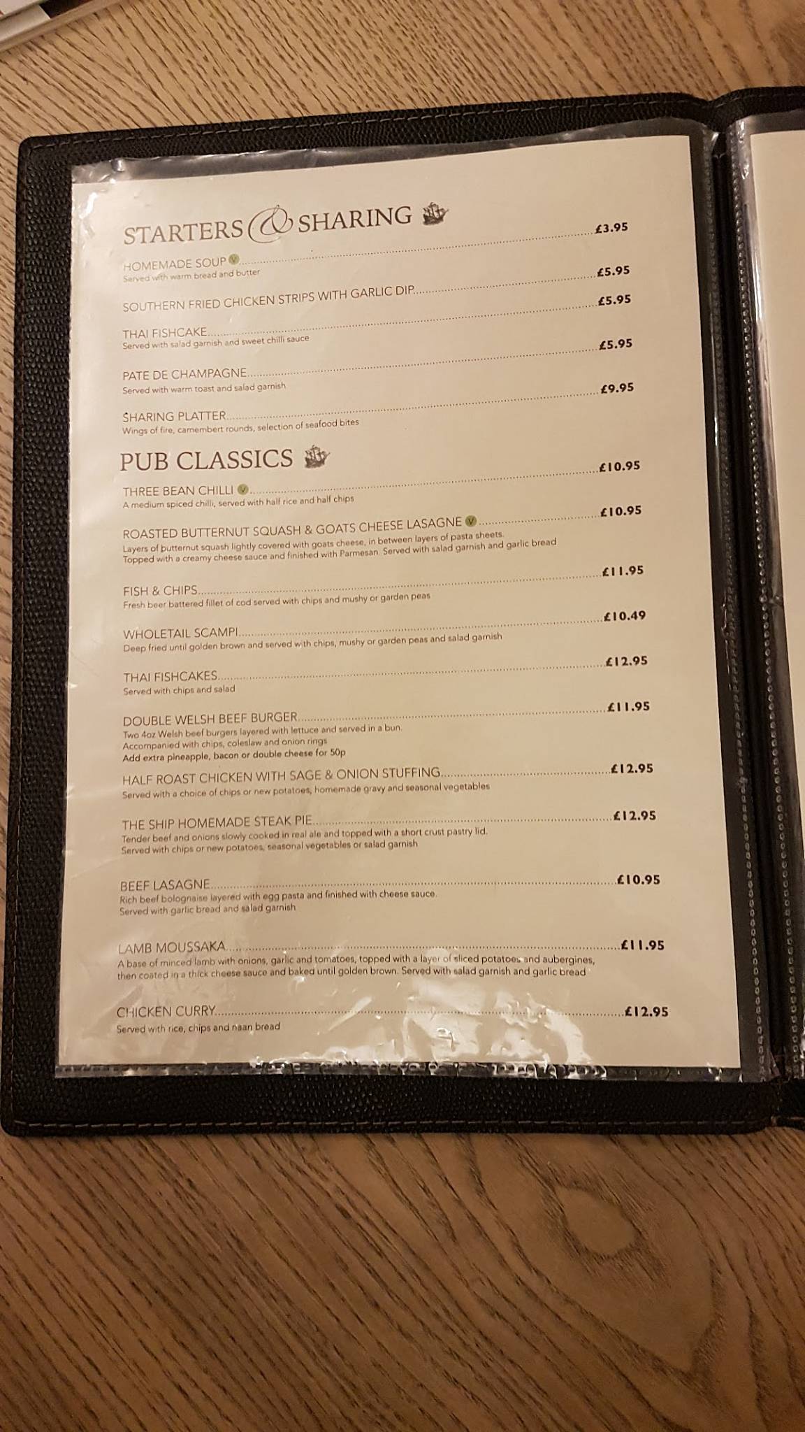 Menu at The Ship Inn/ Y Llong pub & bar, Porthmadog