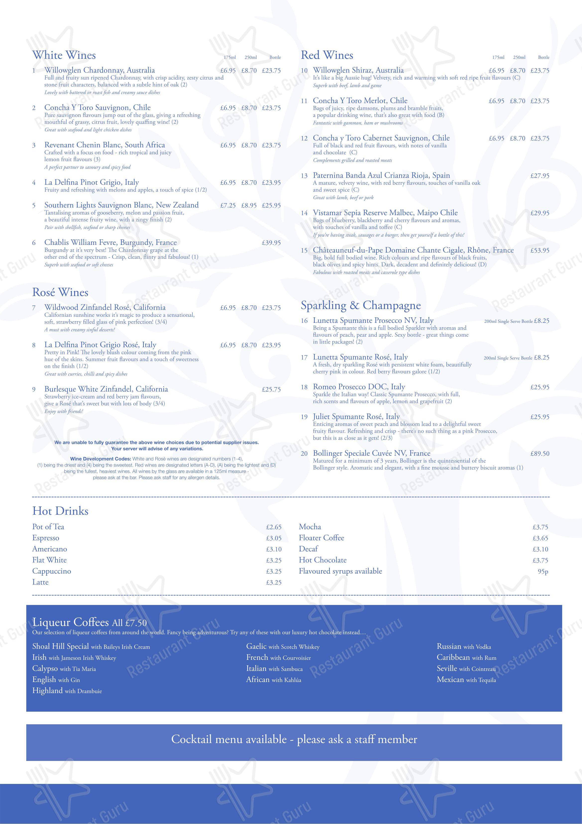 Menu at The Shoal Hill Tavern pub & bar, Cannock