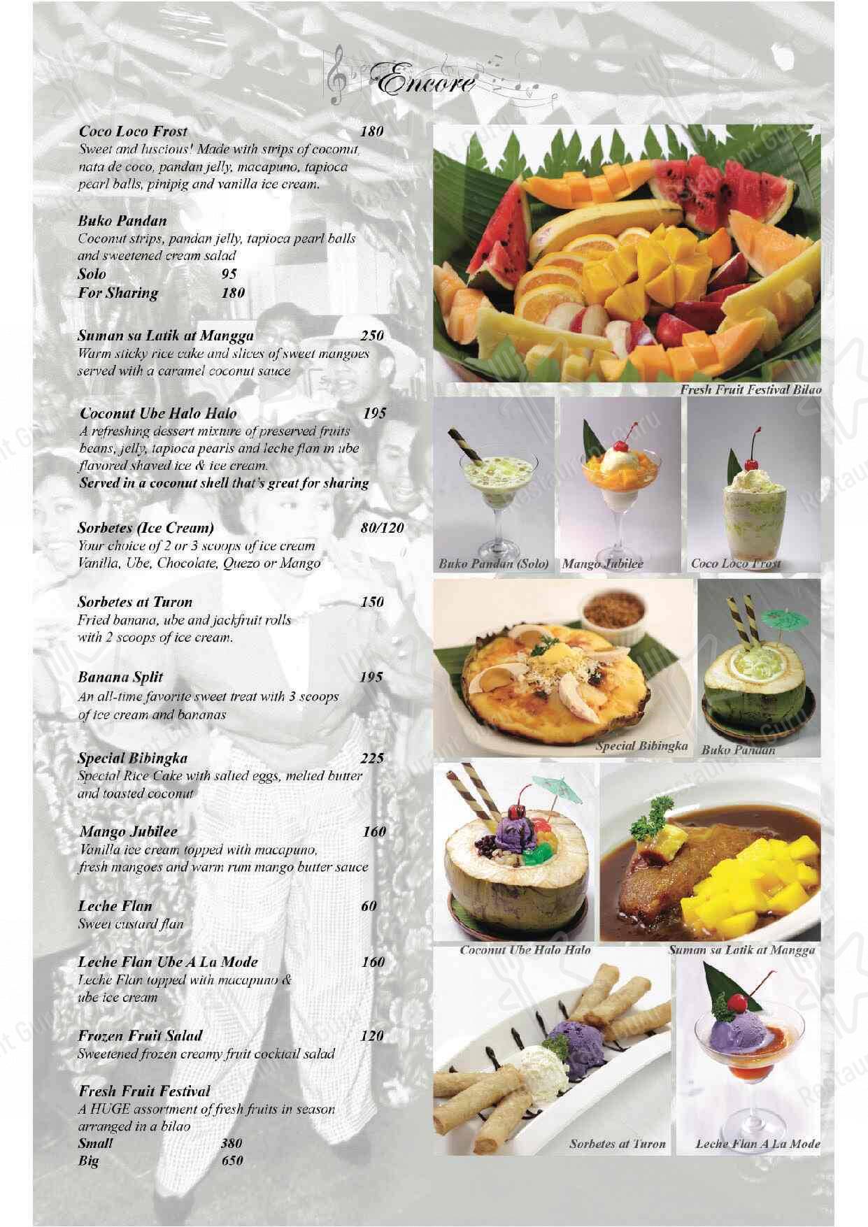 Menu at The Singing Cooks & Waiters Atbp. restaurant, Pasay