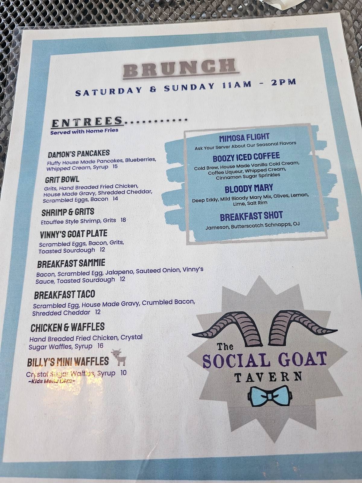 Menu at The Social Goat Tavern pub & bar, Covington