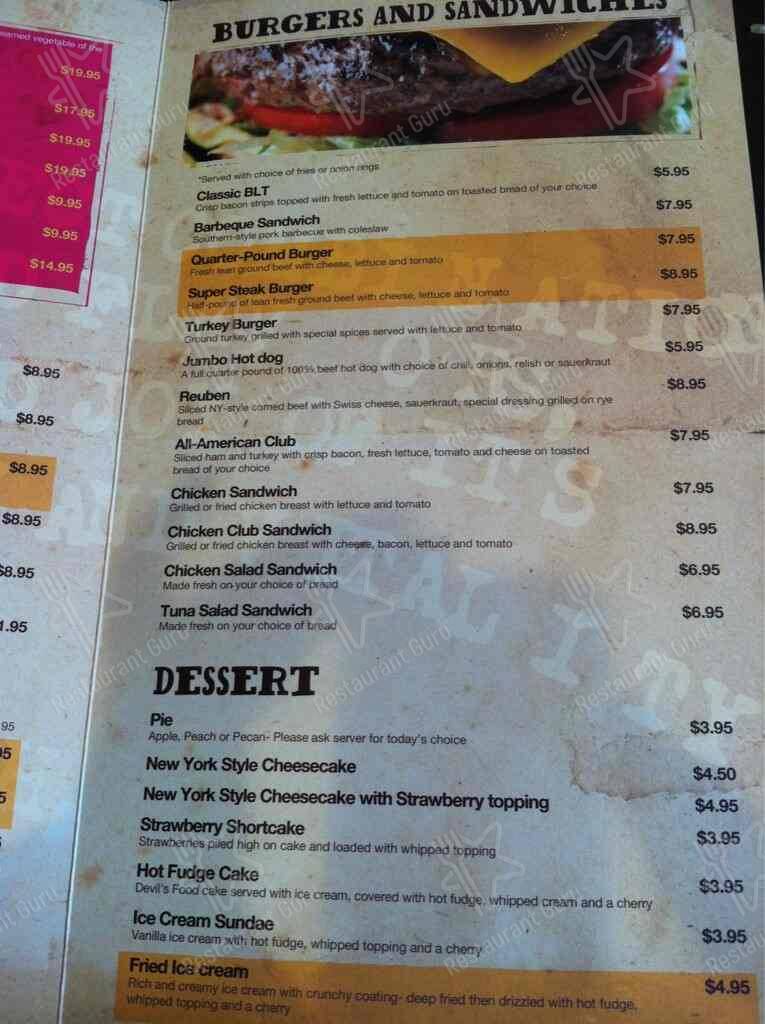 Menu at The Sombrero Restaurant - South of the Border, Hamer