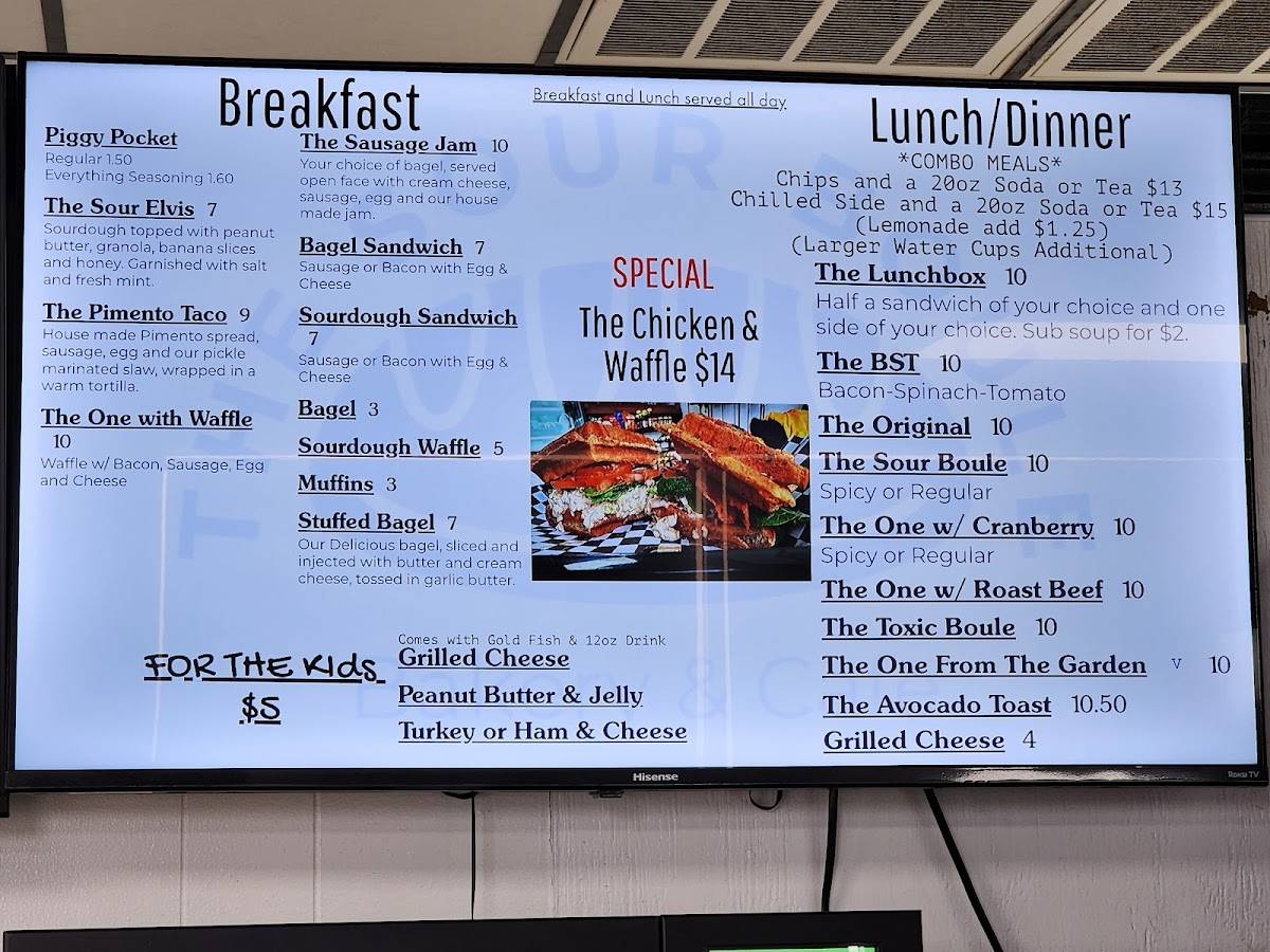 Menu at The Sour Boule cafe, Fort Worth, Southwest Blvd