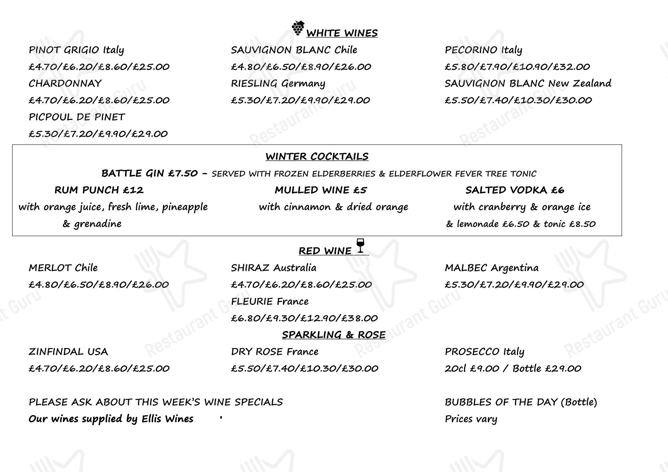 Menu at The Squirrel Inn pub & bar, Battle