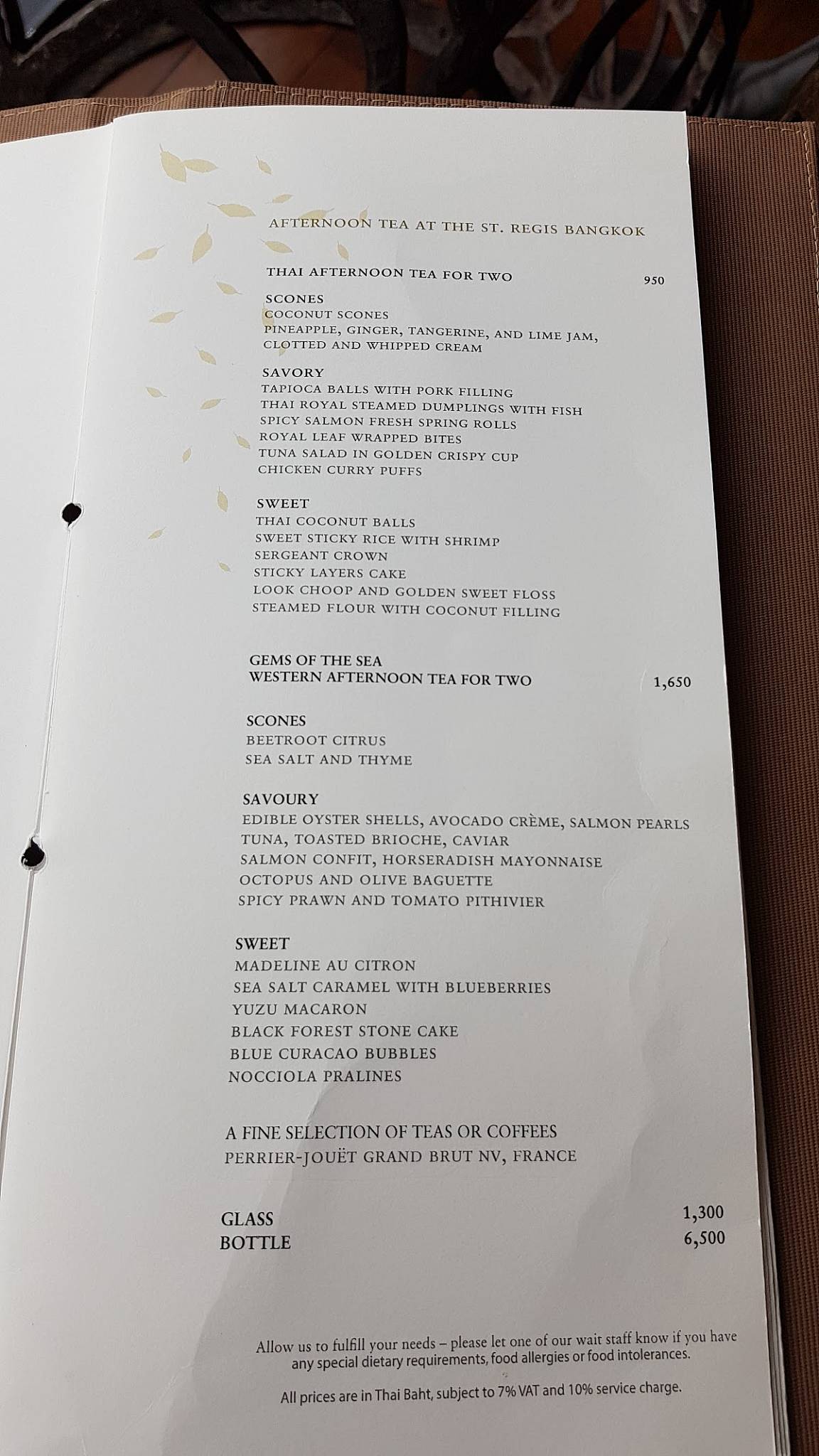 Carta de The St. Regis Bar, Bangkok