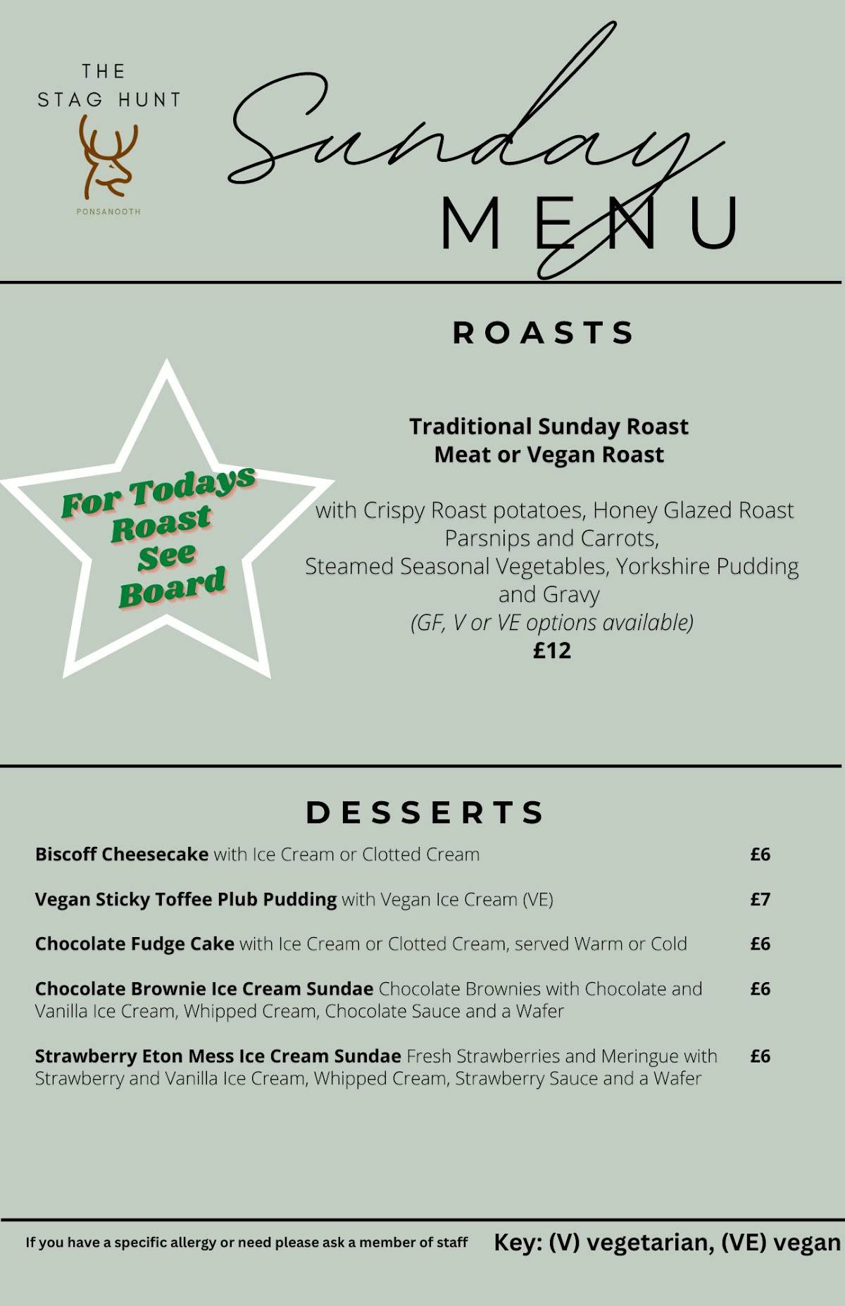 Menu at The Stag Hunt Inn pub & bar, Perranwell Station