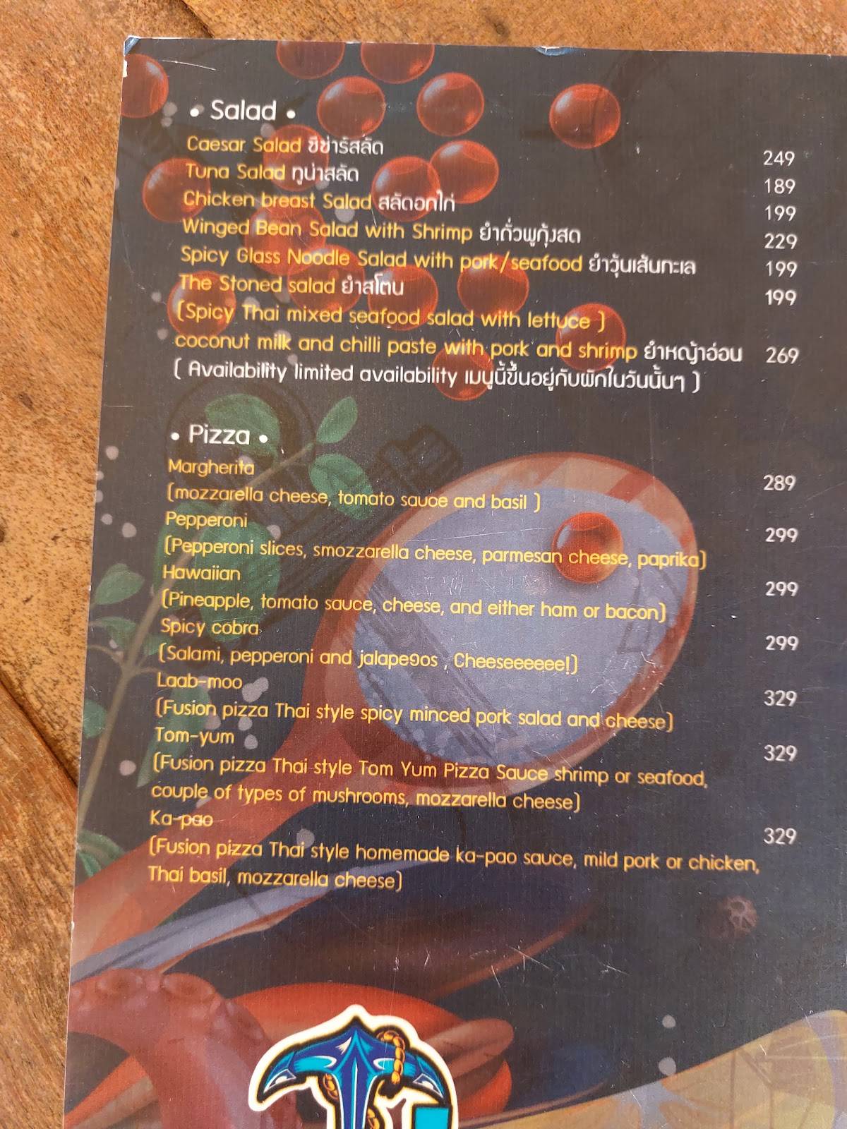 Menu at The Stoned Table Samui restaurant, Ko Samui