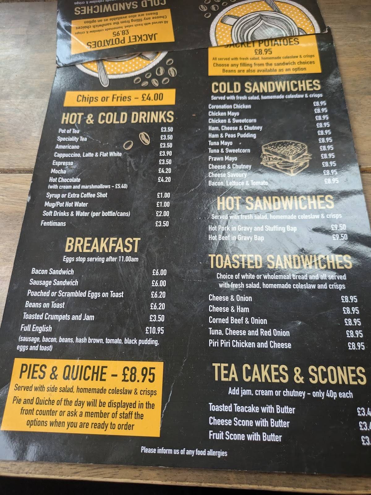 Menu at The Tea Barn, Durham