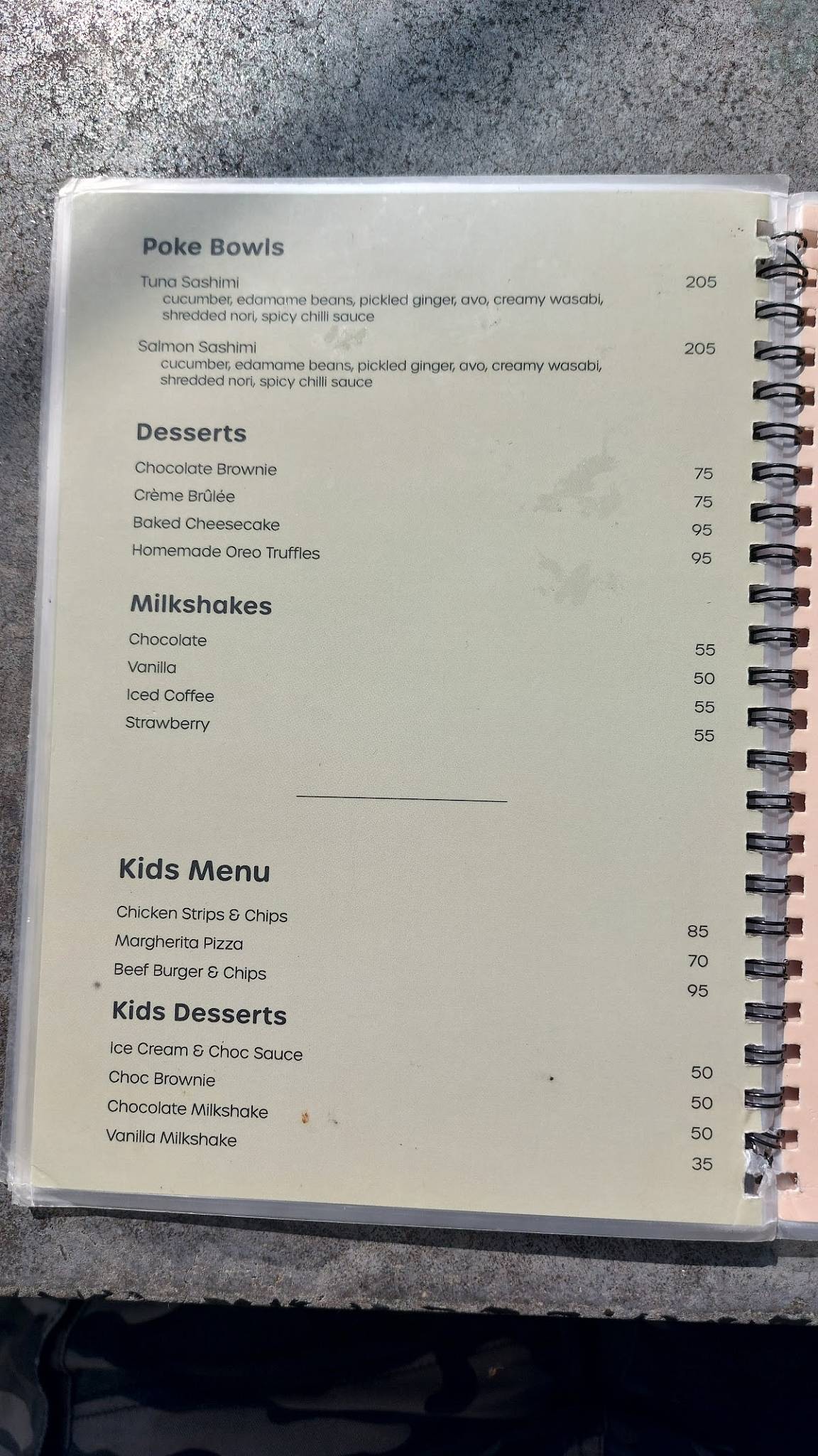Menu at The Terrace @ D'Aria restaurant, Cape Town
