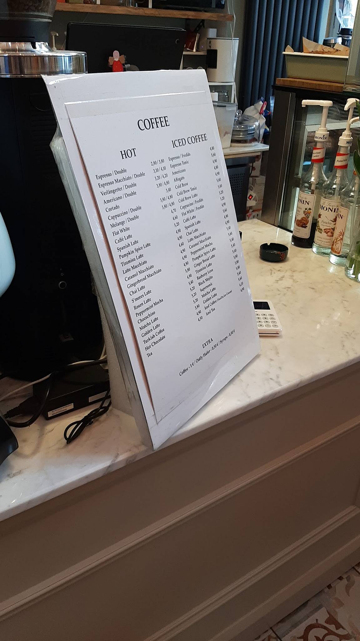 Menu at The Truth cafe, Vienna