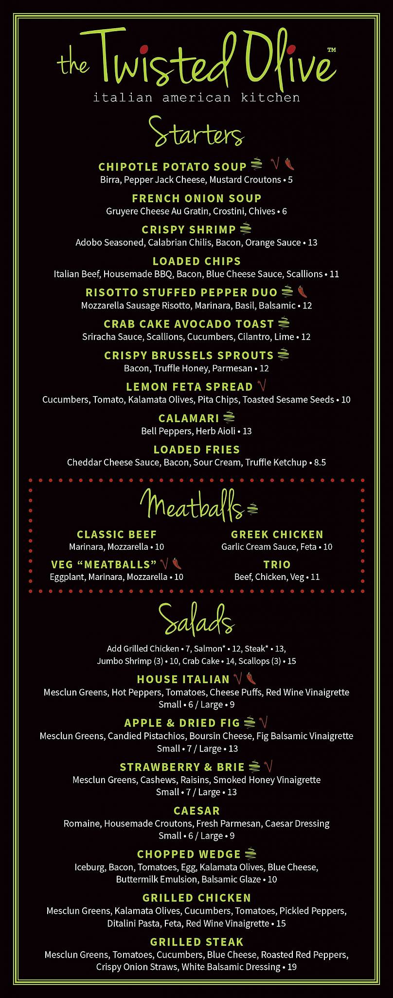Menu at The Twisted Olive pub & bar, Green