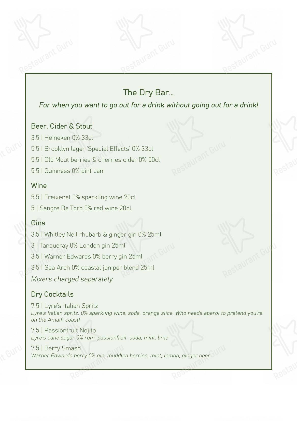 Menu at The Ugly Duckling restaurant, Altrincham