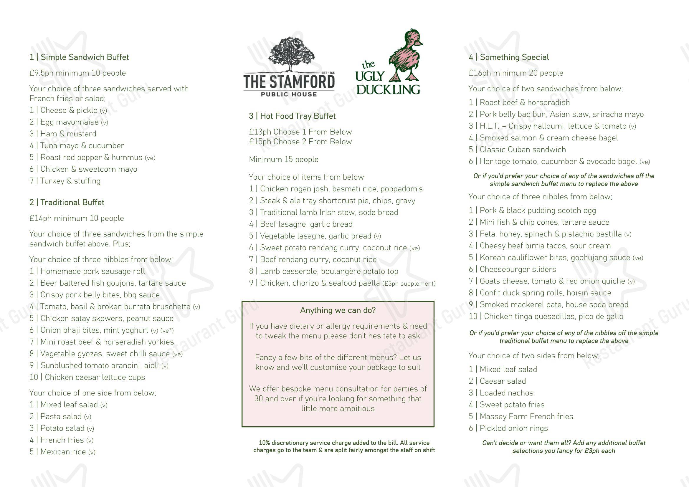 Menu at The Ugly Duckling restaurant, Altrincham