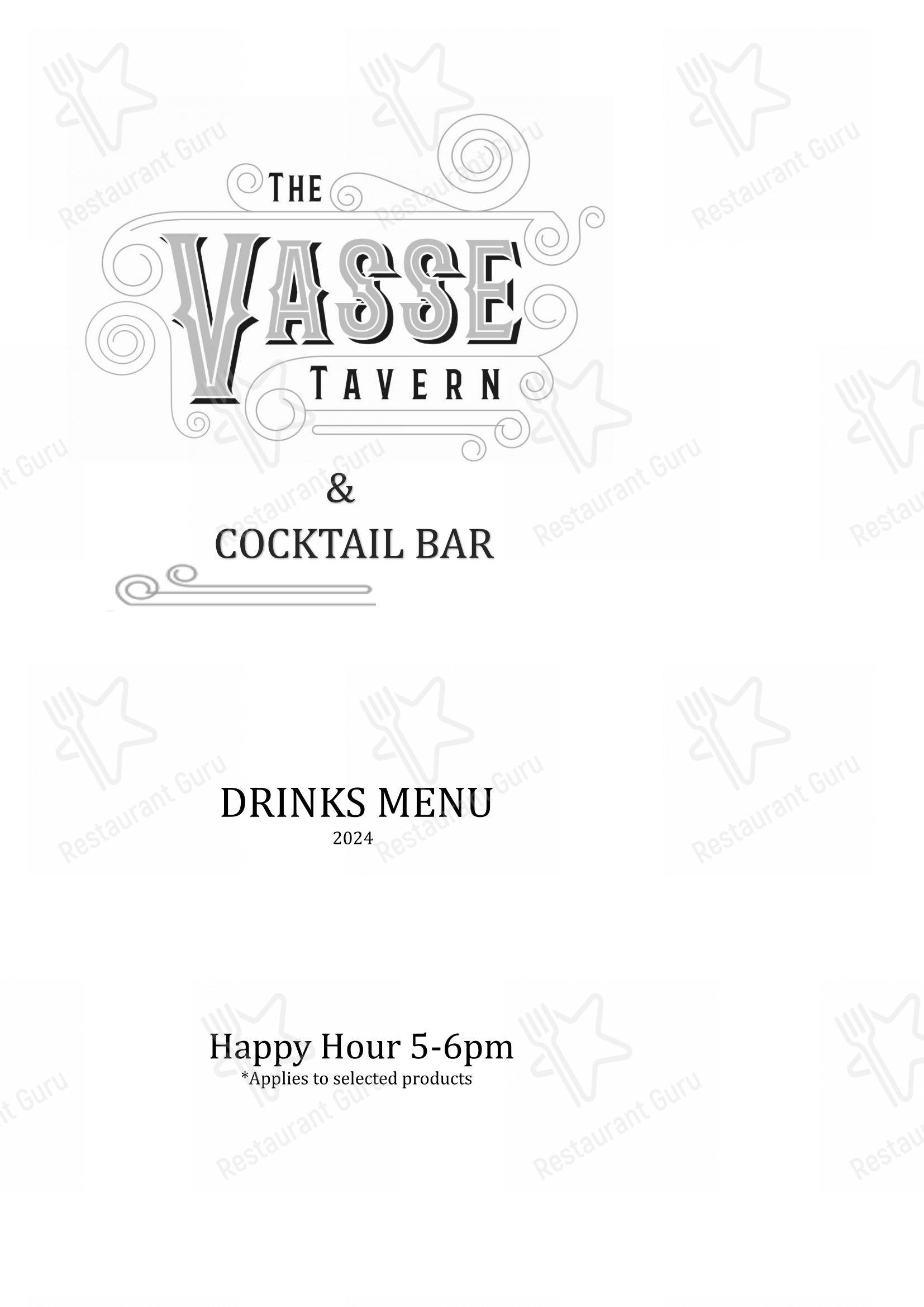 Menu at The Vasse Tavern pub & bar, Busselton, 44 Queen St
