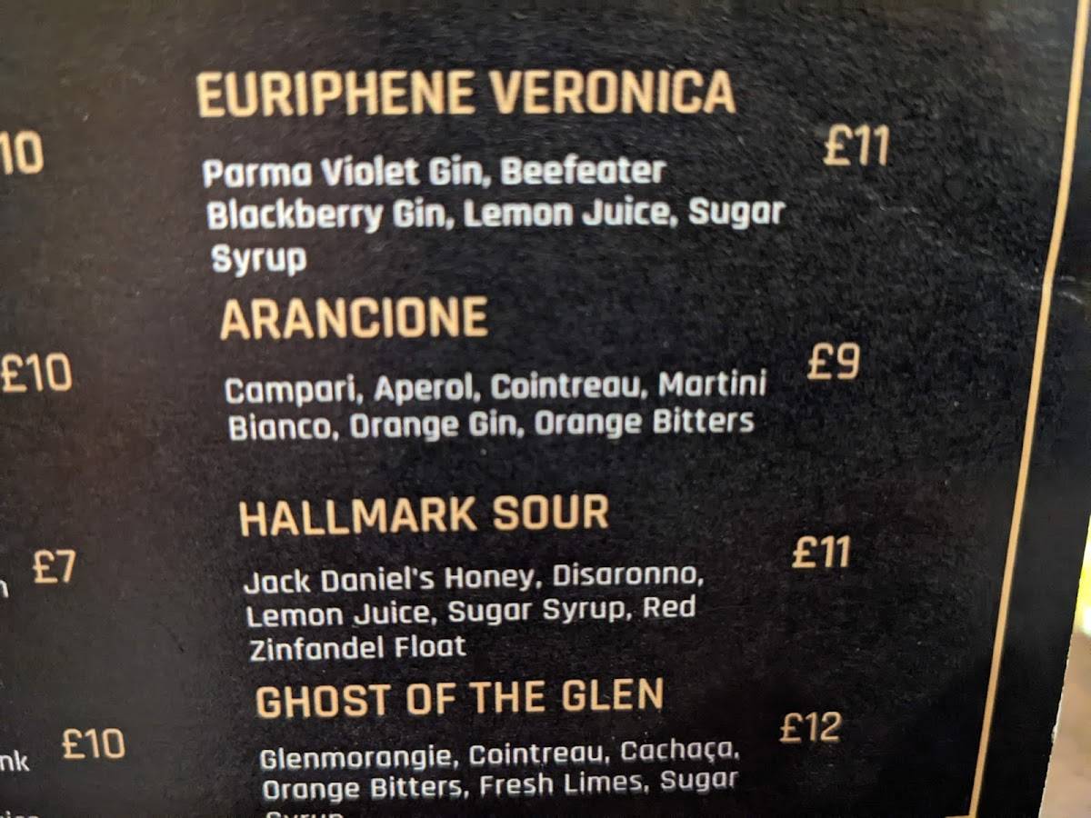 Menu at The Vault 1894 pub & bar, London