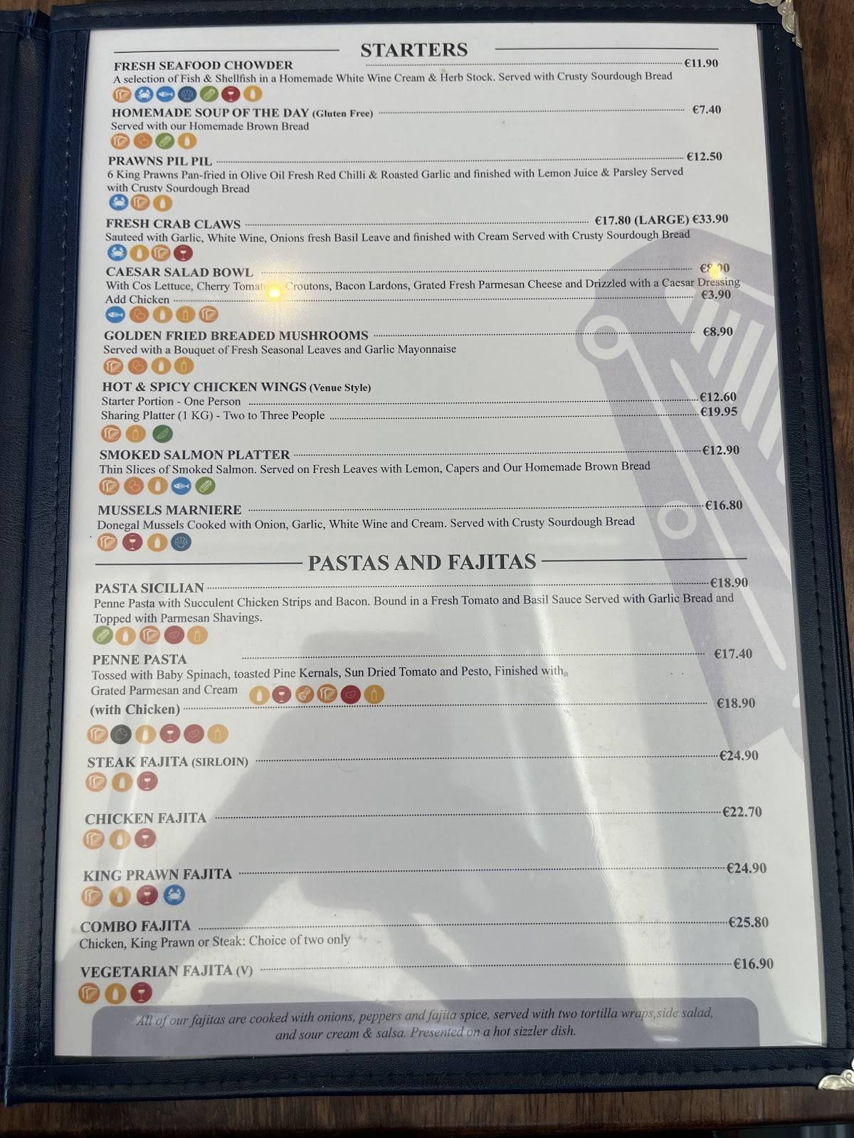 Menu at The Venue Bar and Restaurant, Strandhill