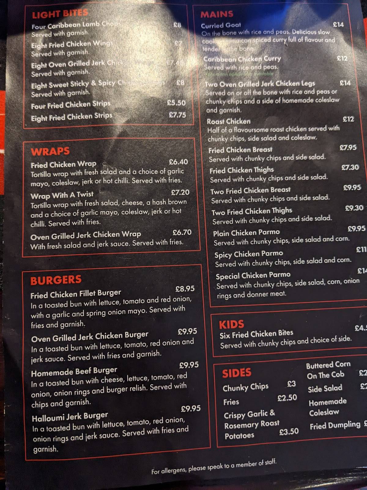 Menu at The Vic pub & bar, Ossett