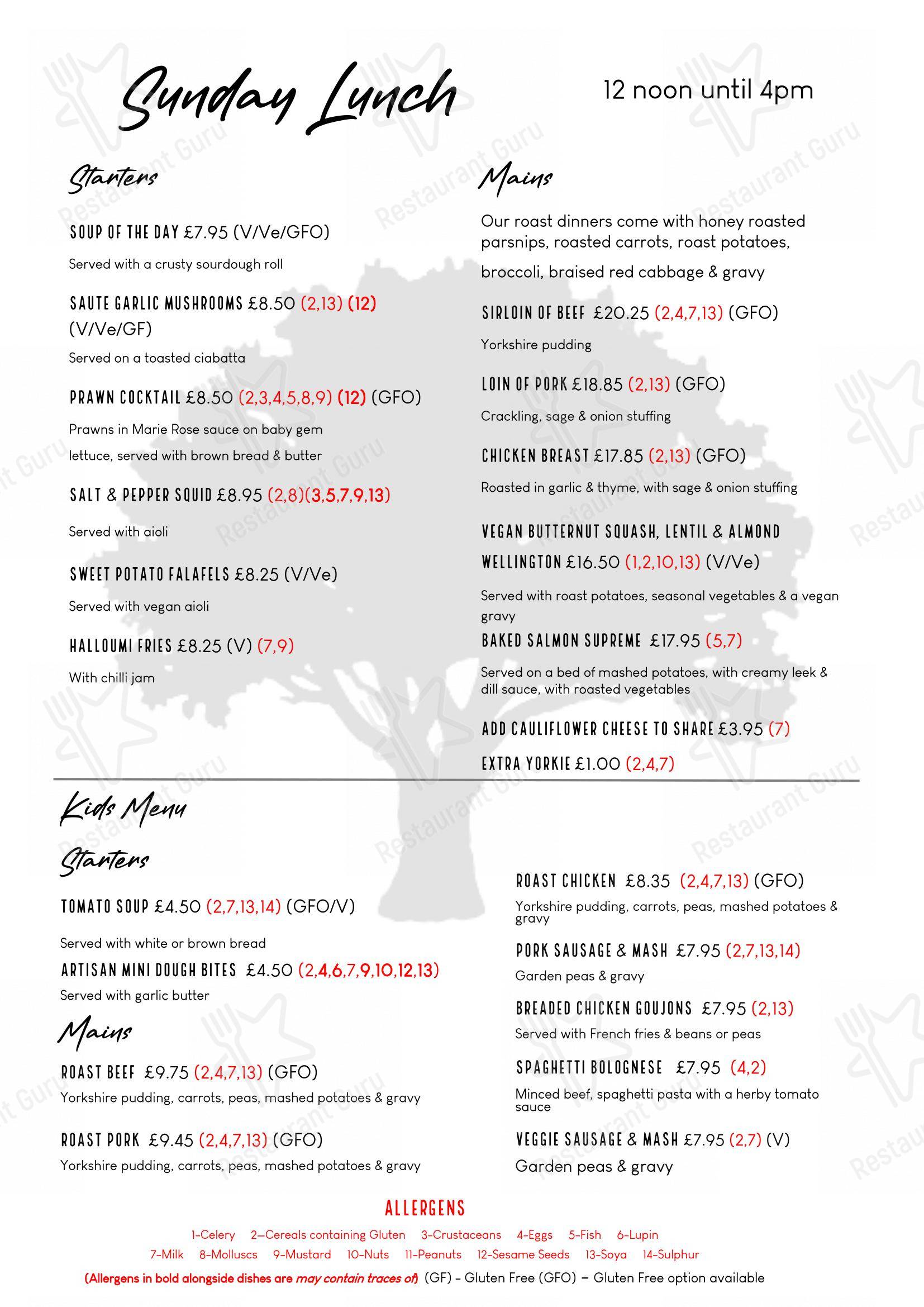 Menu at The View Wootton Wawen restaurant, Henley-in-Arden