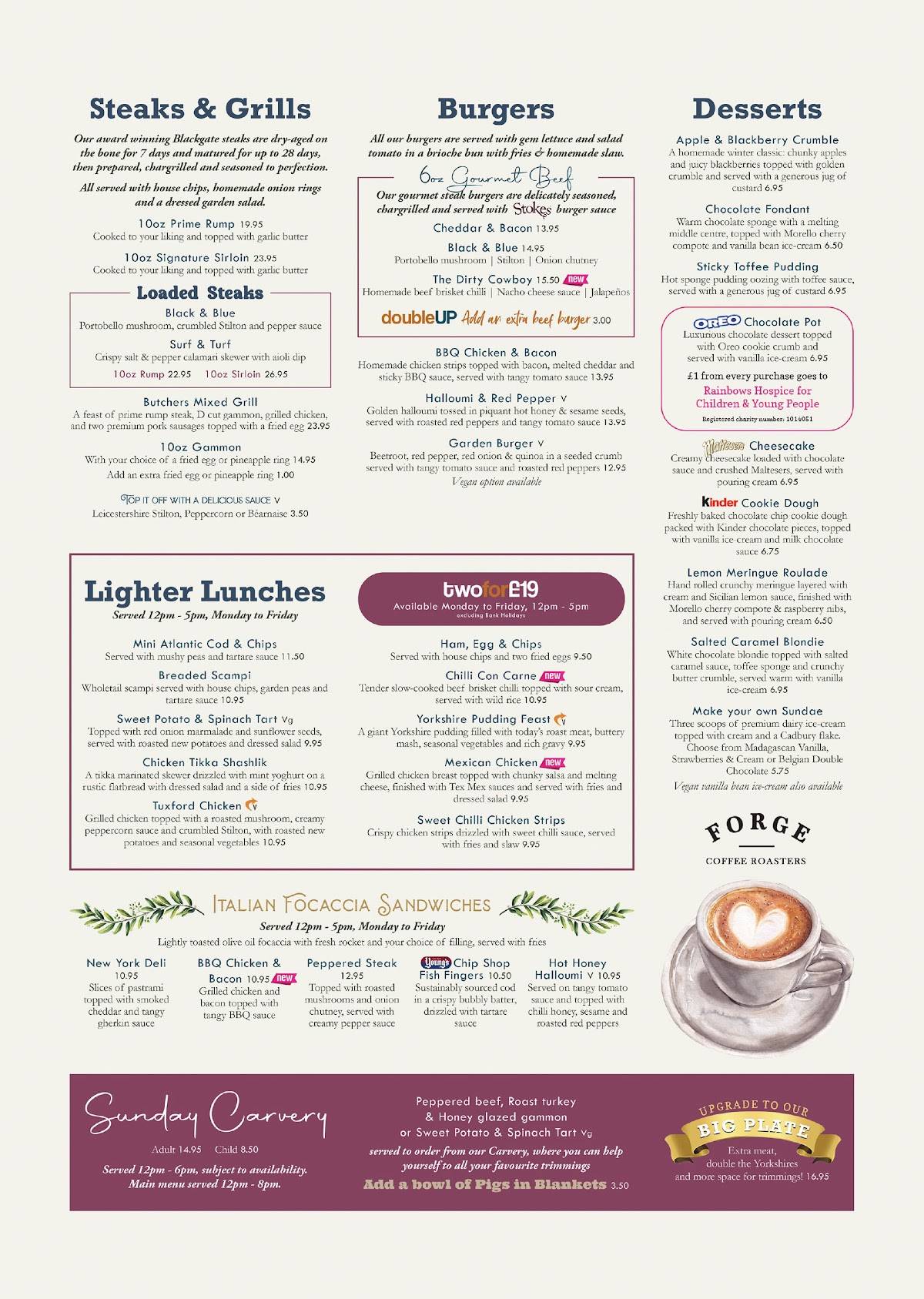 Menu at The Waterside Inn pub & bar, Loughborough