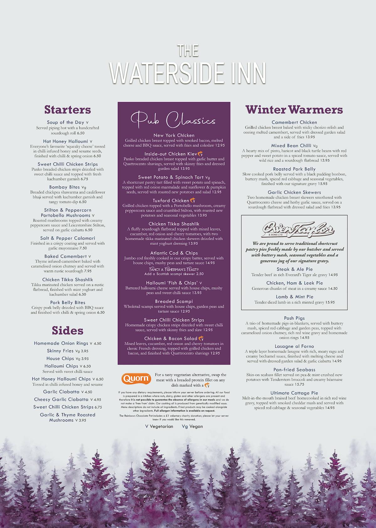 Menu at The Waterside Inn pub & bar, Loughborough