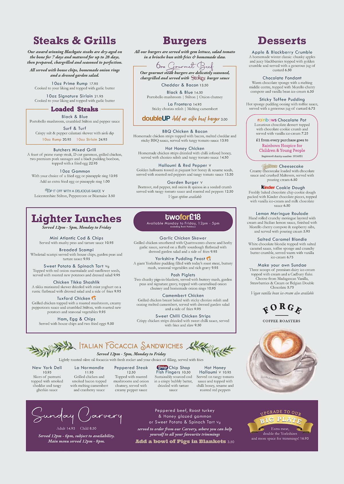 Menu at The Waterside Inn pub & bar, Loughborough