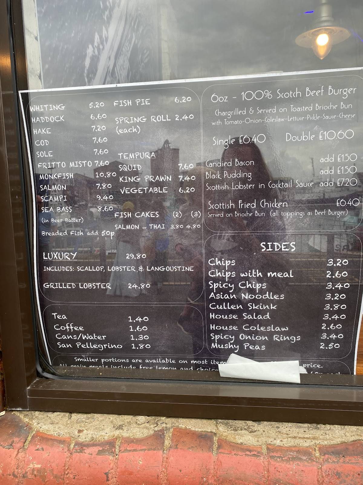 Menu at The Wee Hurrie fast food, Troon