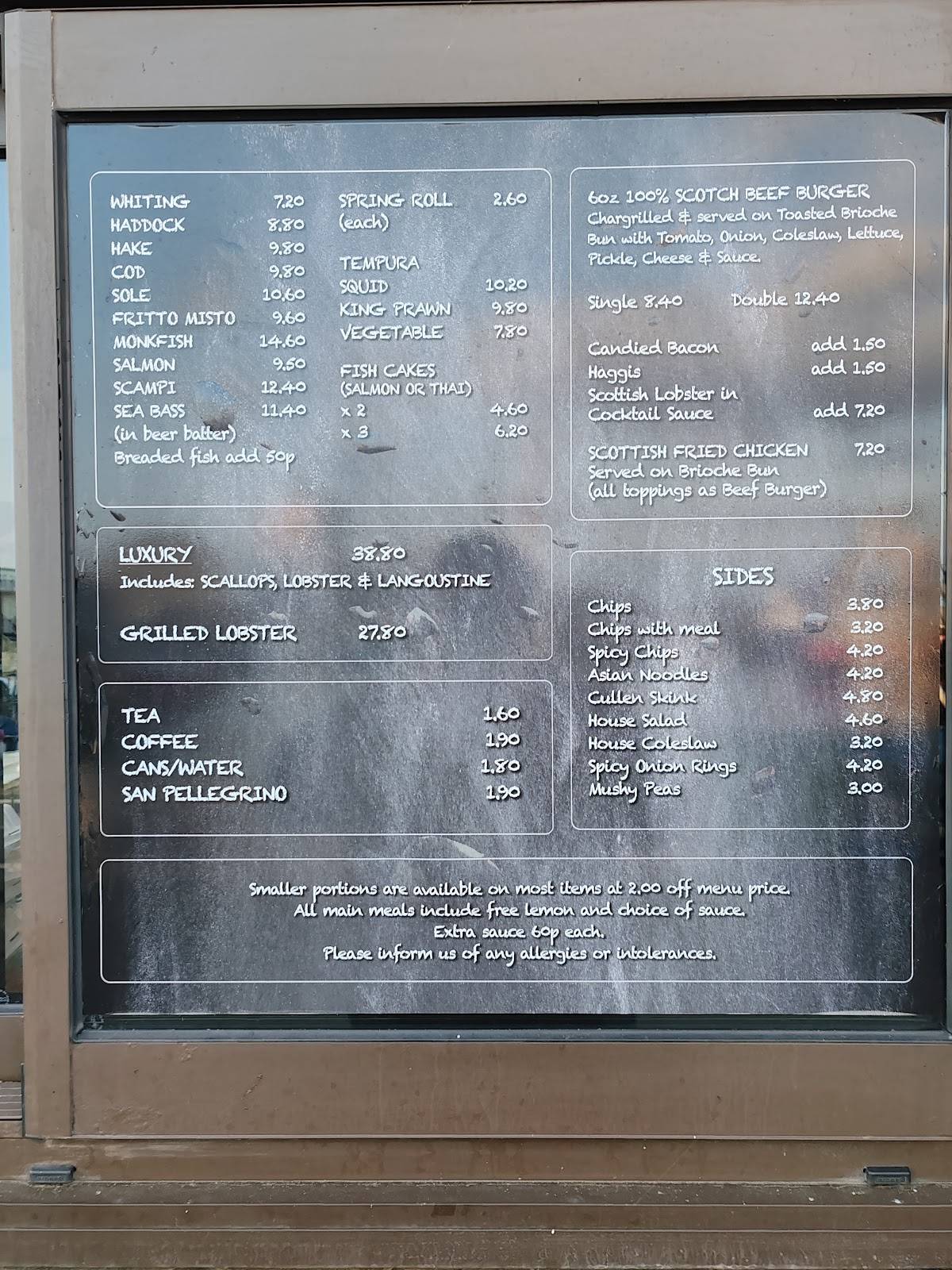 Menu at The Wee Hurrie fast food, Troon