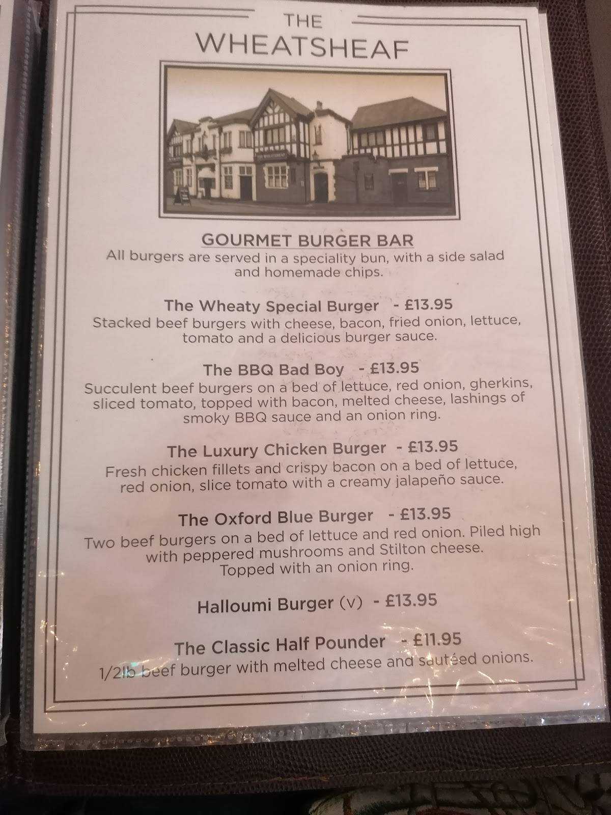 Menu at The Wheatsheaf pub & bar, St Helens, Mill Ln