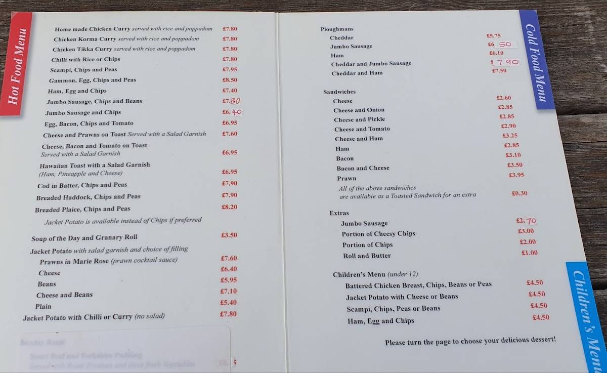 Menu at The White Hart pub & bar, Over Wallop