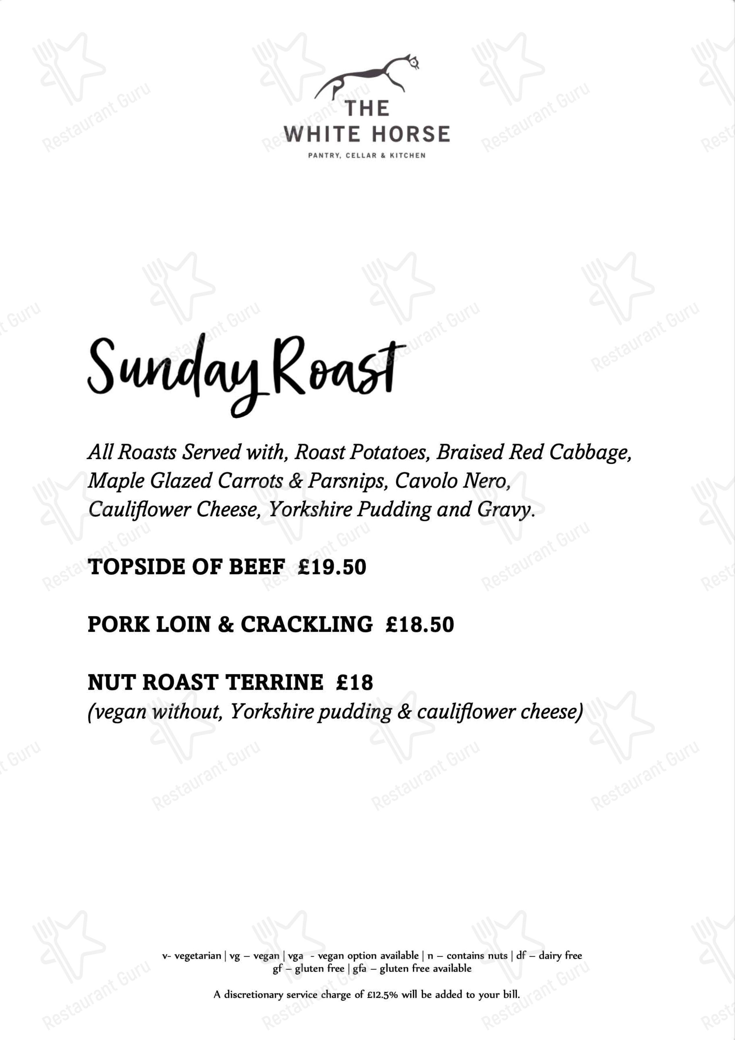 Menu at The White Horse Otterbourne pub & bar, Winchester