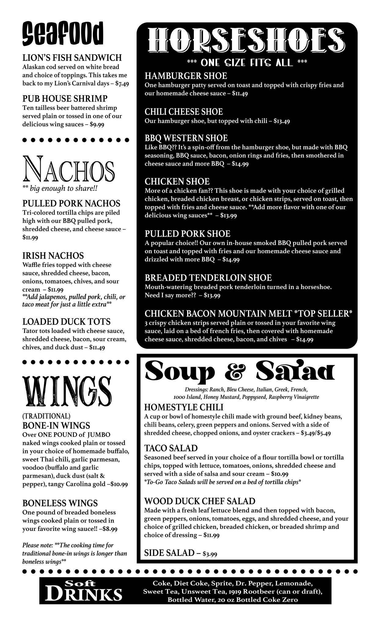 Menu at The Wood Duck Bar and Grill, Carlinville